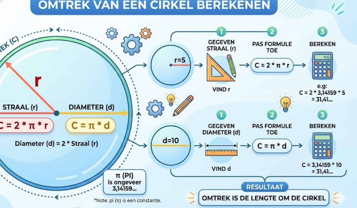 Omtrek cirkel berekenen: formule, uitleg en voorbeelden